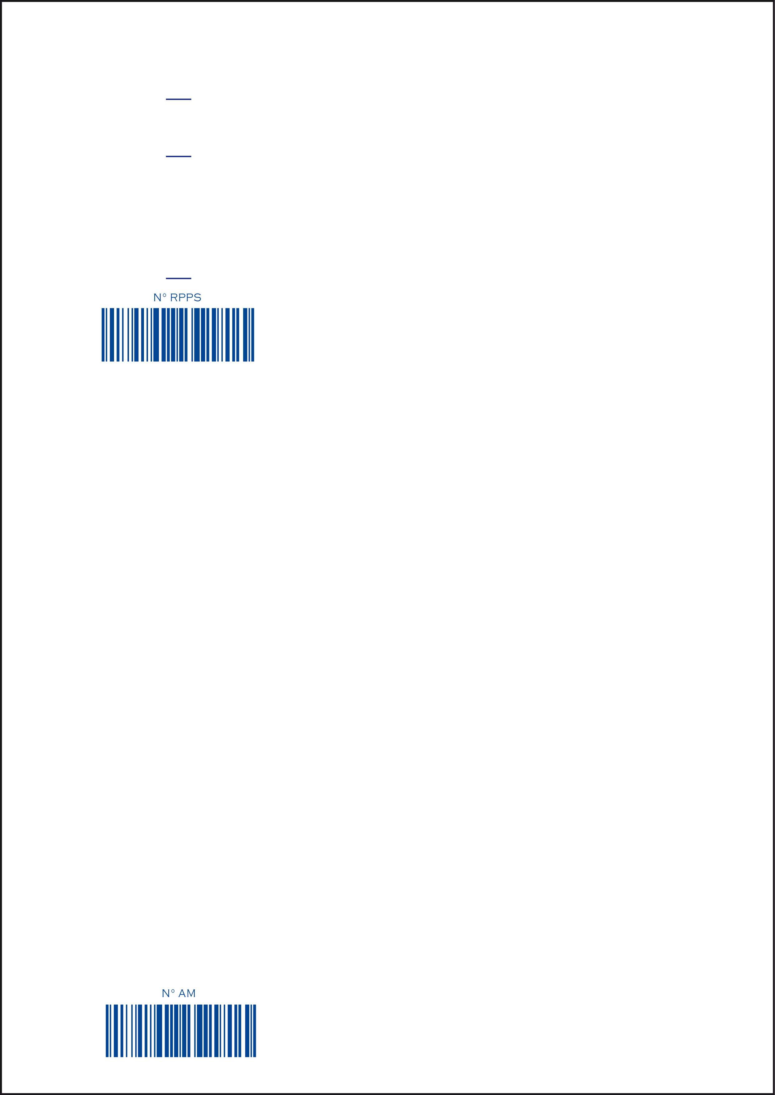 Ordonnances médicales à code-barres A4 (210 x 297) Impression bleue.